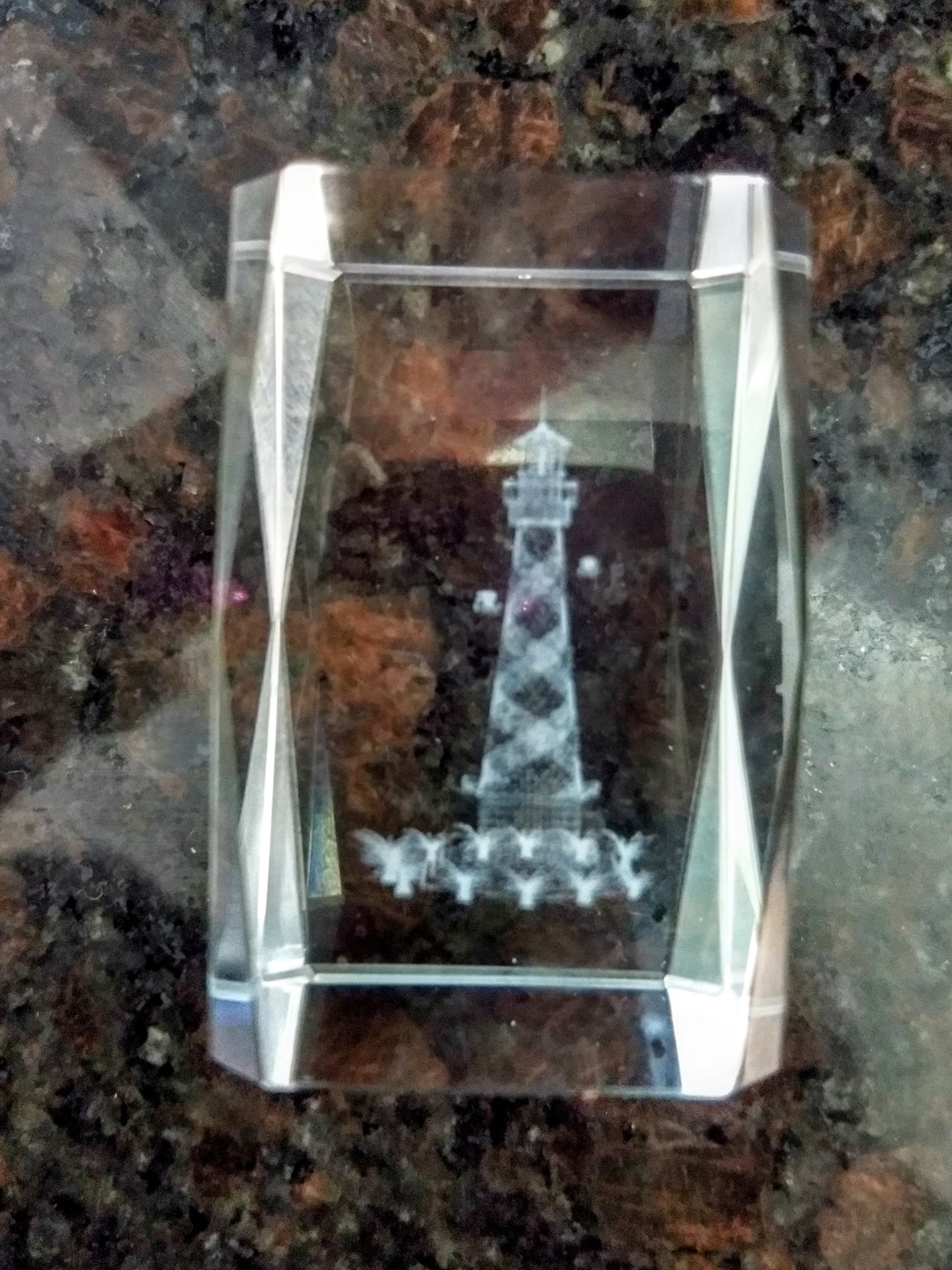 Vintage Etched Lighthouse Paperweight/clear Glass Block 3D - Etsy