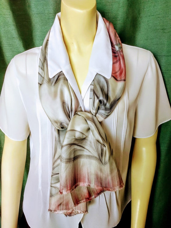 PURE SILK FRENCH Designer Scarf/Hand Painted Pastel B… - Gem