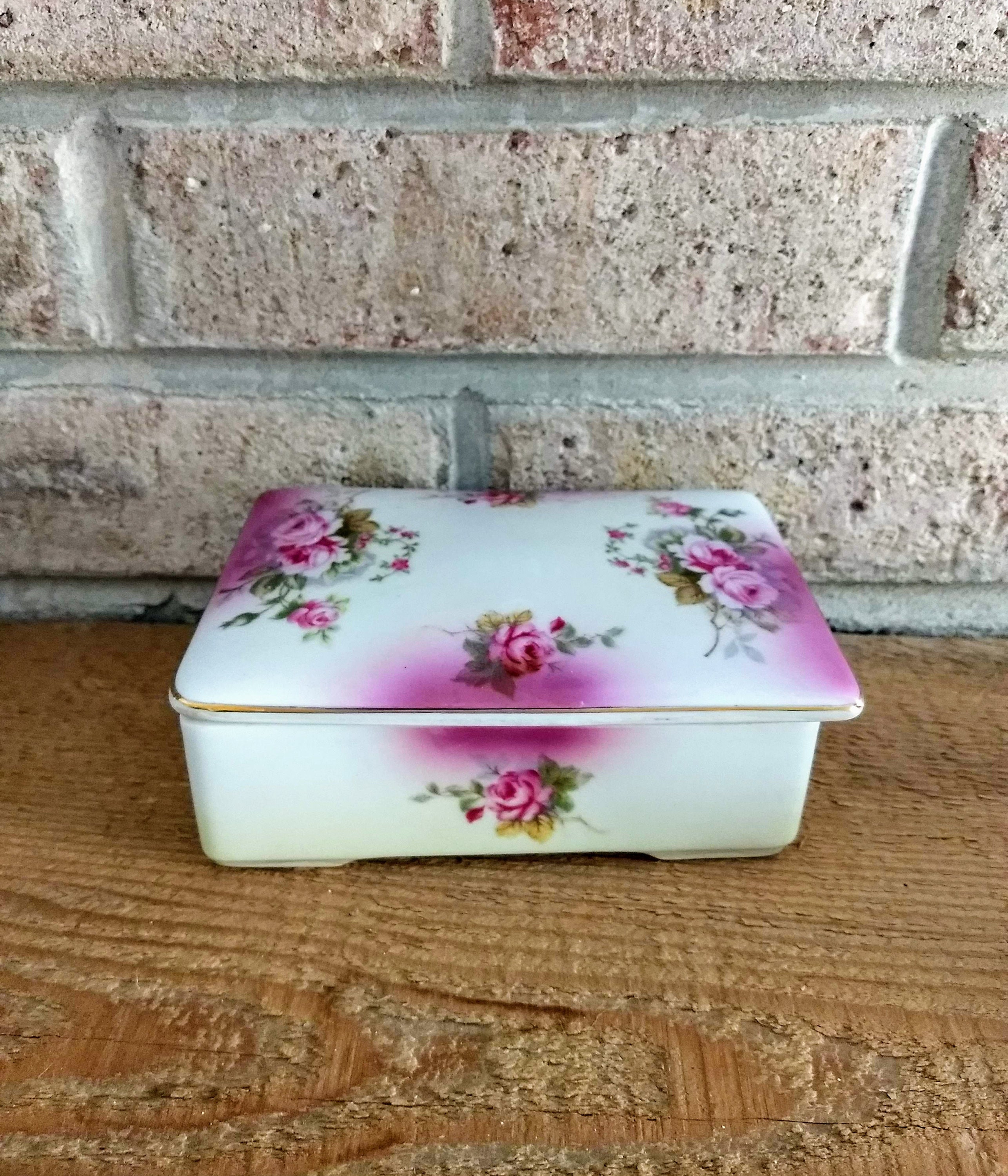 Authentic LEFTON China Porcelain Ashtray Set,hand Painted Cigarette Box ...