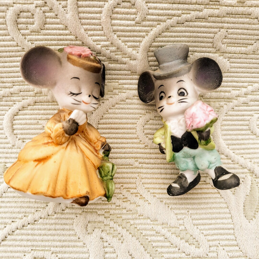 Set of 2 Vintage HOMCO Miniature Boy and Girl Mouse Figurine ...