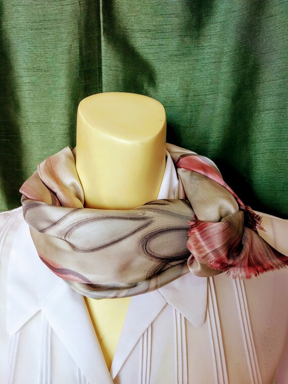 PURE SILK FRENCH Designer Scarf/Hand Painted Pastel B… - Gem