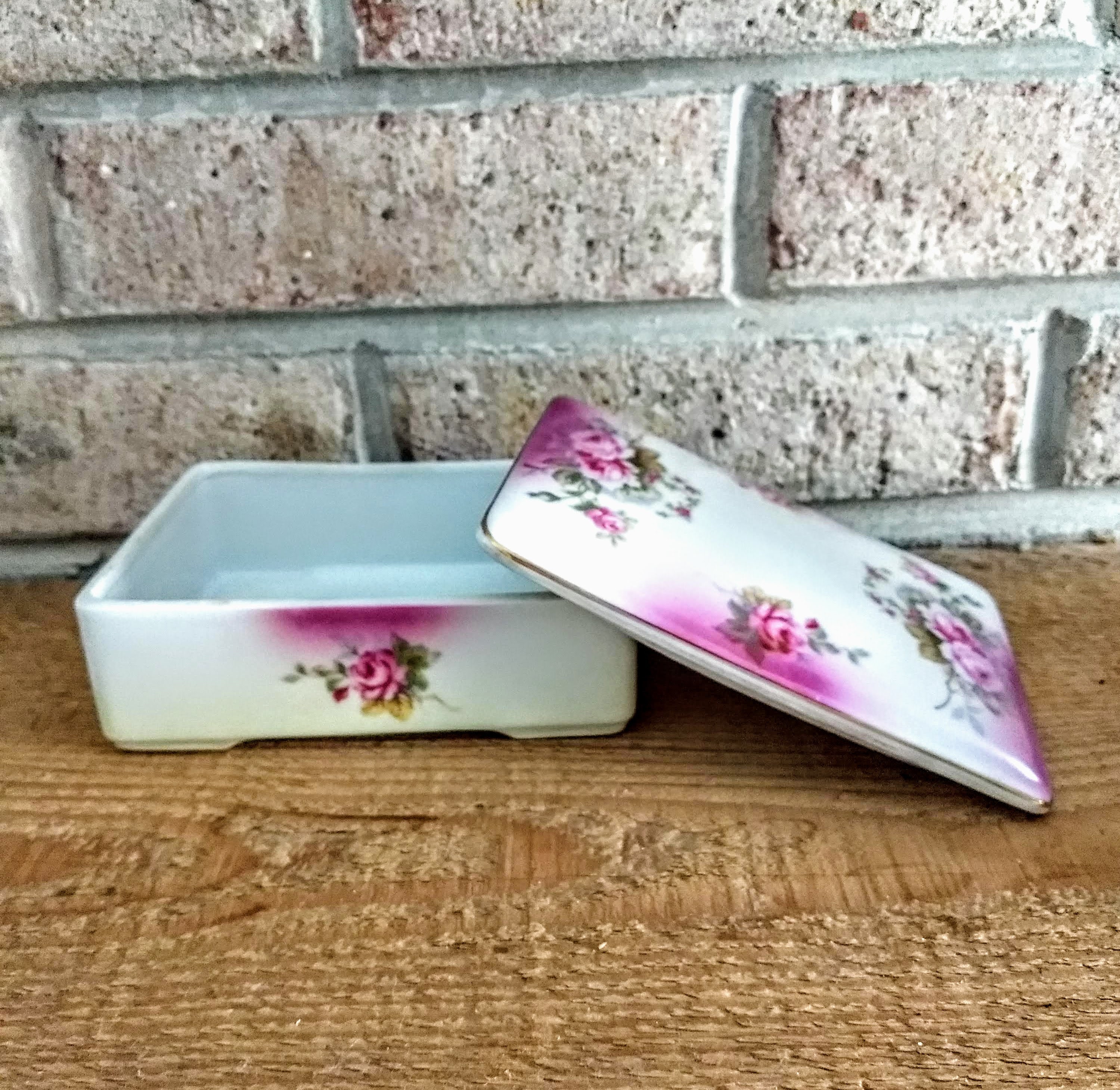 Authentic LEFTON China Porcelain Ashtray Set,hand Painted Cigarette Box ...