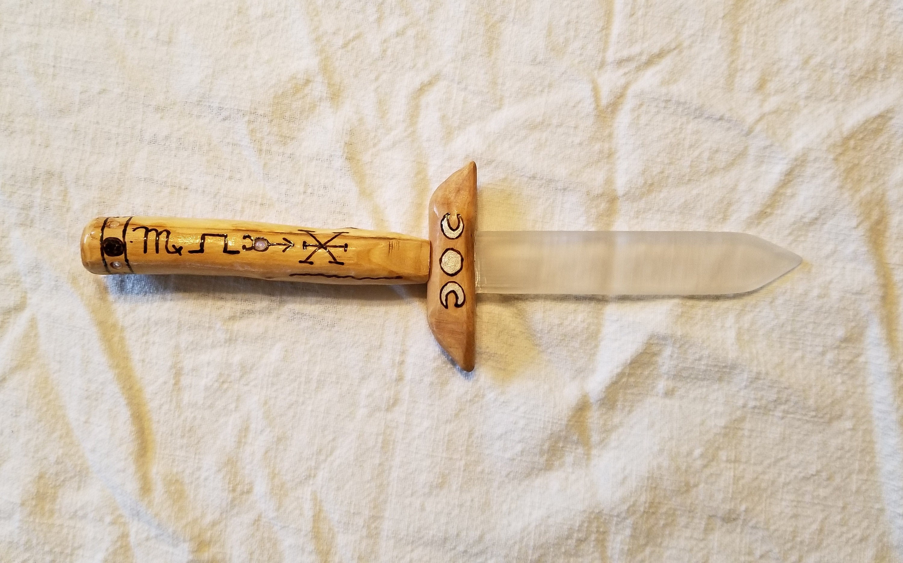 Selenite Athame Wicca Ritual Moon Knife | Etsy