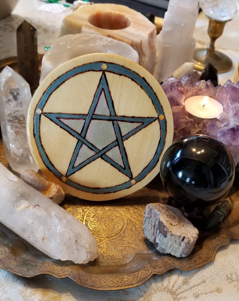 Opalescent Wicca Altar Pentacle Set With Opals - Etsy