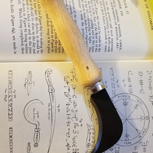 Mathers Key of Solomon Bolline Herbing Knife White Handled Wicca Pagan ...