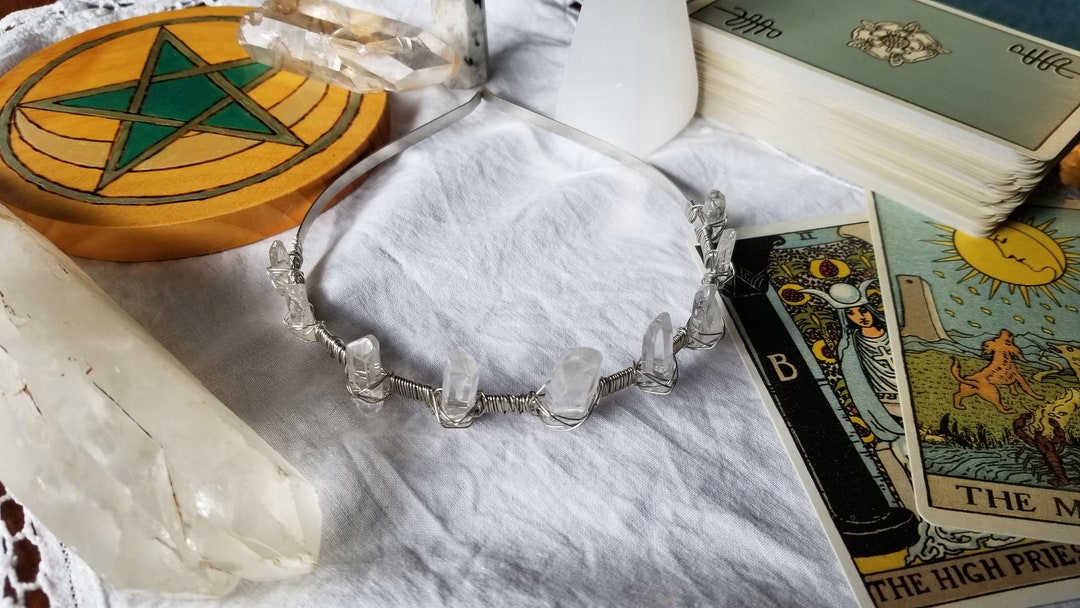Tumbled Quartz Crystal Crown | Witch Tiara - Etsy