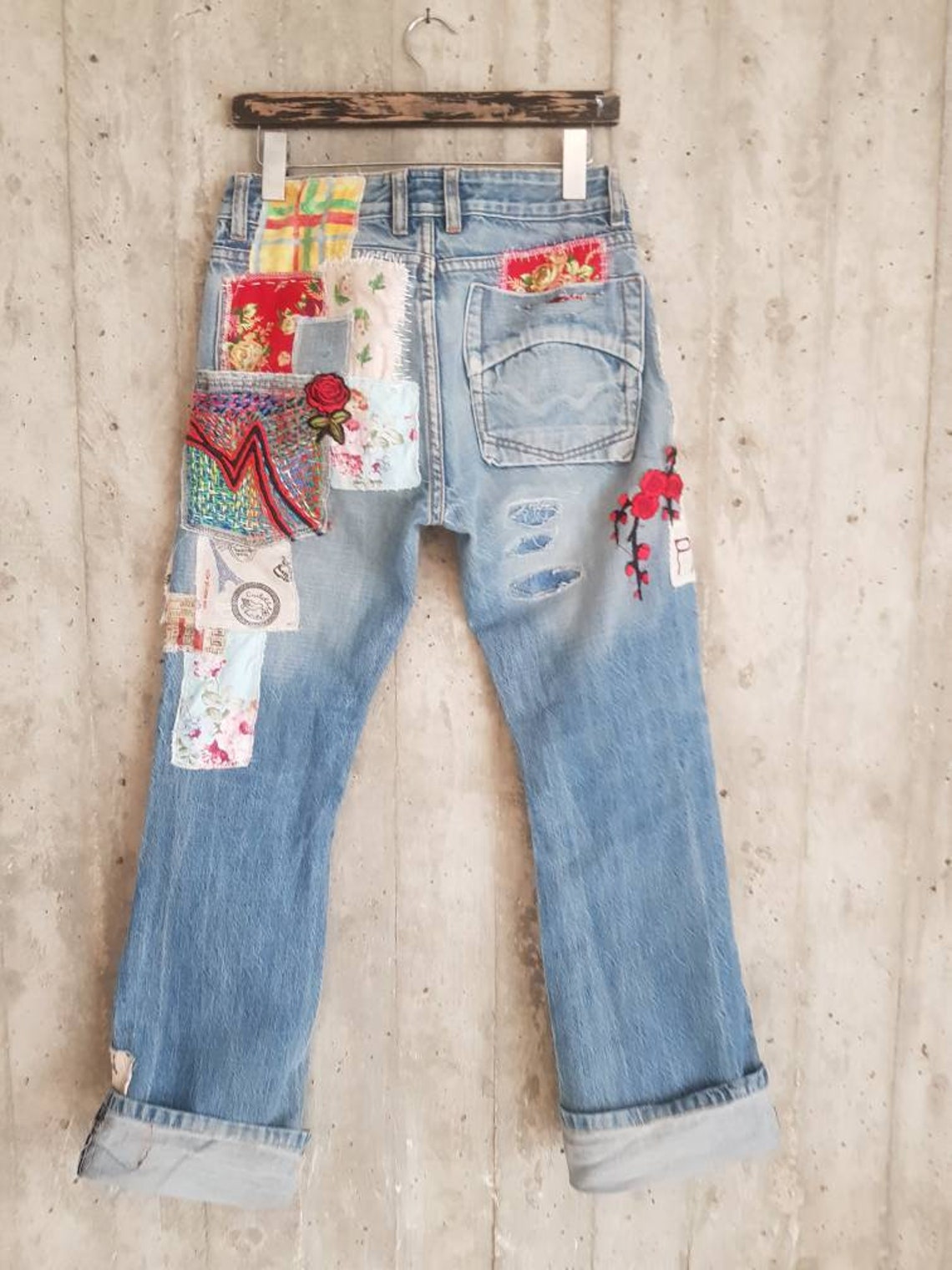 All SIZES High Waist Destroyed Boyfriend Jeans Distressed and - Etsy