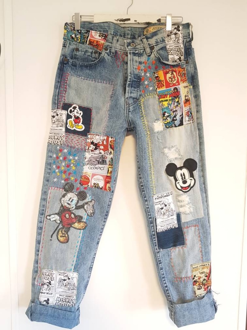 Mickey Mouse Jeansvintage Apcycled Jean'slee - Etsy
