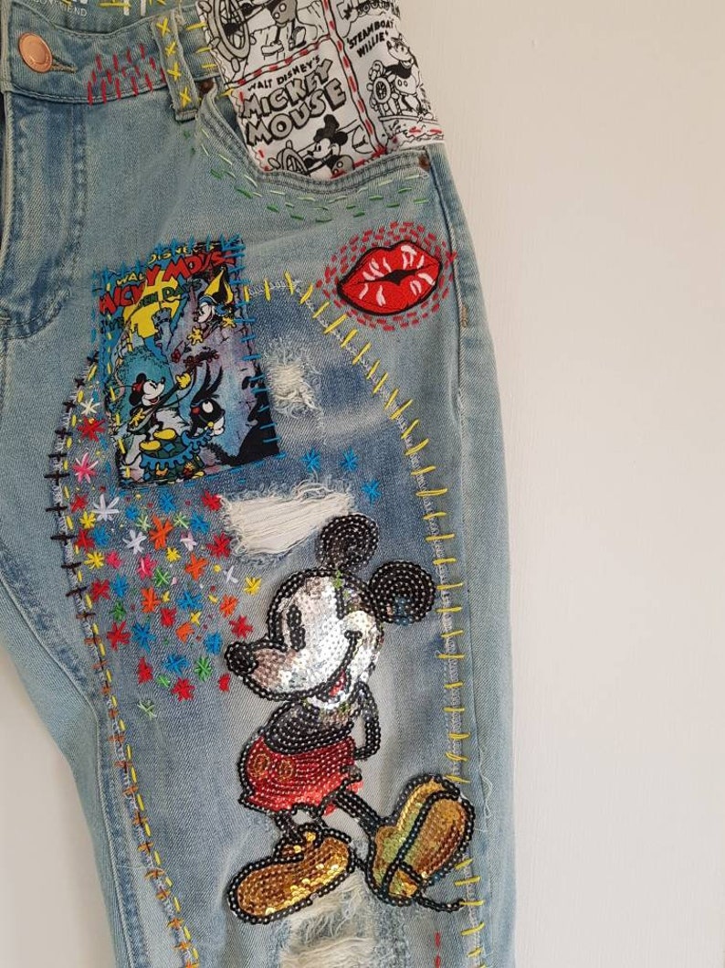 Mickey Mouse Jeansvintage Apcycled Jean'slee - Etsy