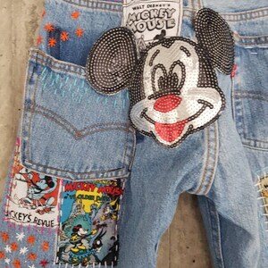 Mickey Mouse Distressed Vintage Boyfriend Jeans/hipster Jeans/all Sizes ...