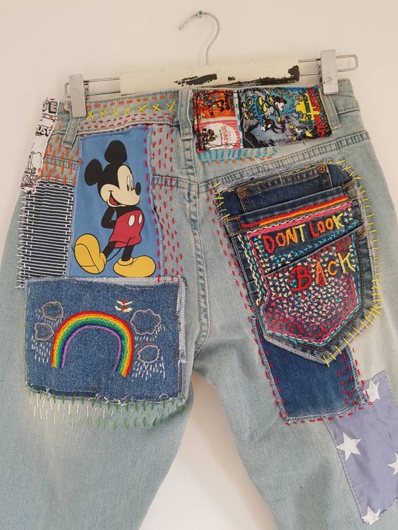 Mickey Mouse Jeansvintage Apcycled Jean'slee - Etsy