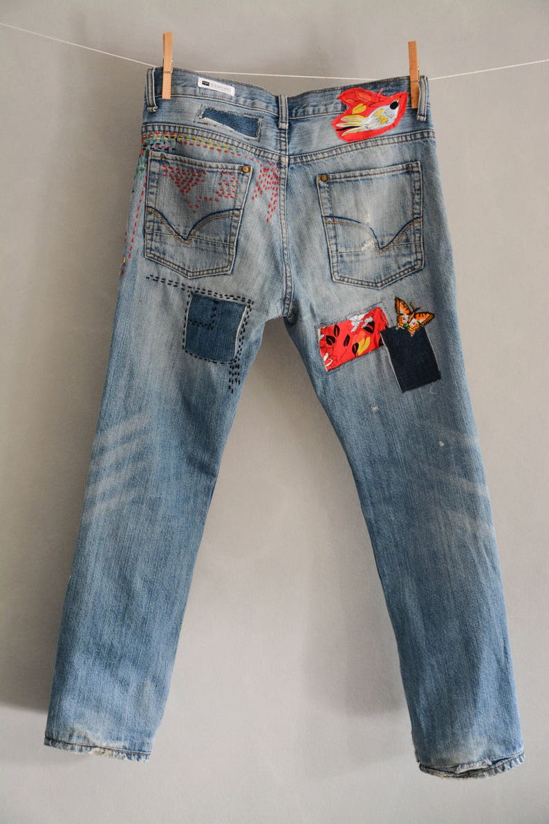 Salvaged Boyfriend Jeans Distressed Rustic Thrashed 90's - Etsy