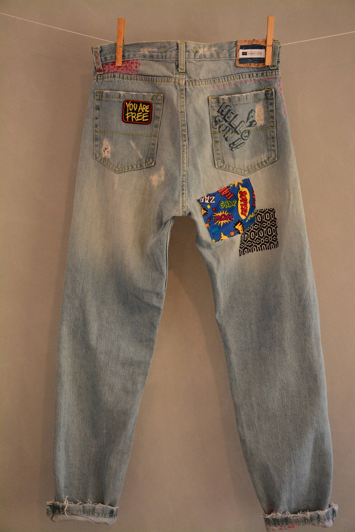 All SIZES High Waist Destroyed Boyfriend Jeans Distressed and - Etsy