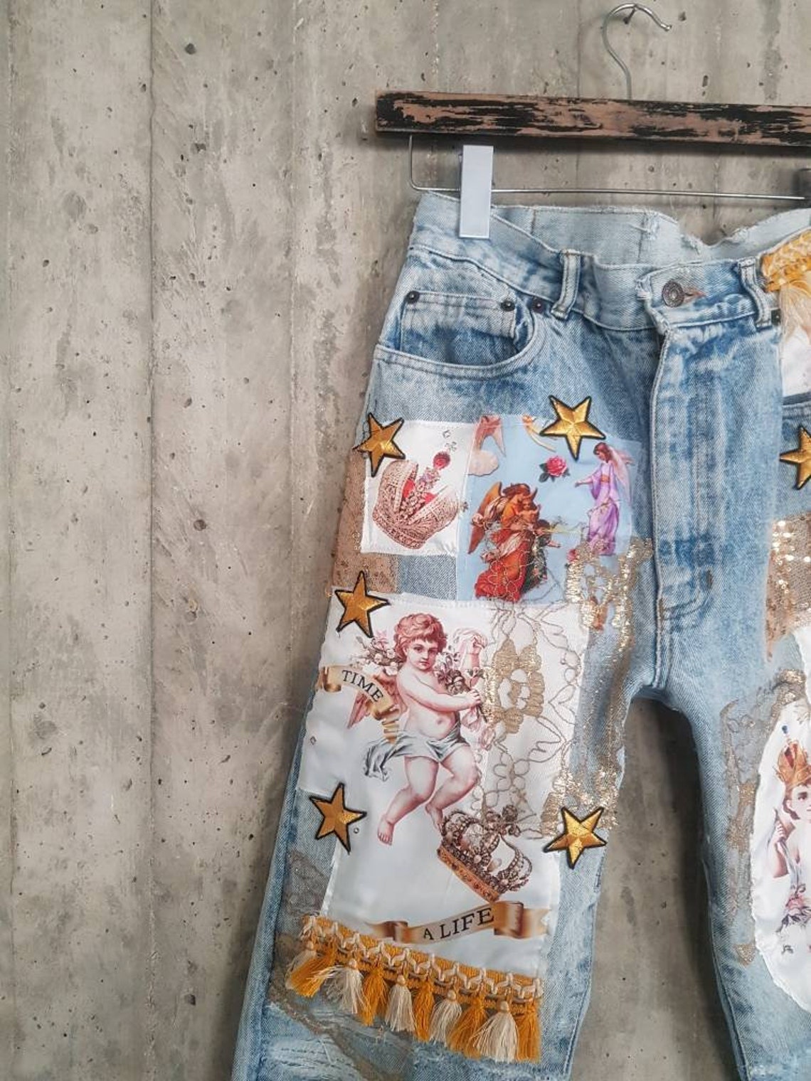 Reworked Vintage Levi's Jeans With Patches / Redone Denim | Etsy