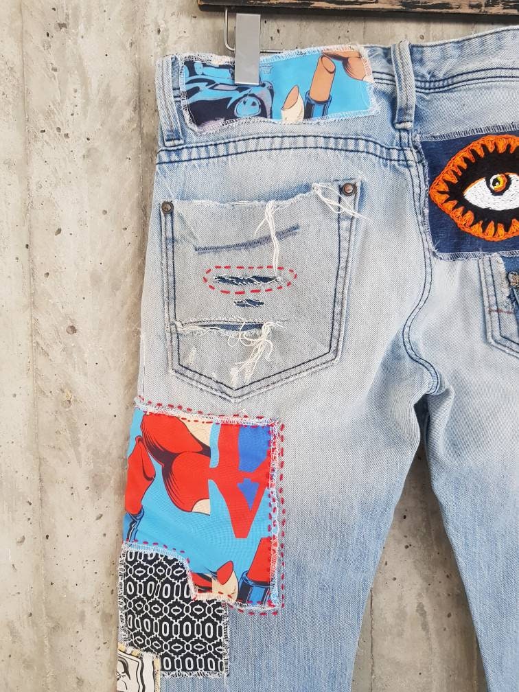 All SIZES High Waist Destroyed Boyfriend Jeans Distressed and - Etsy Israel