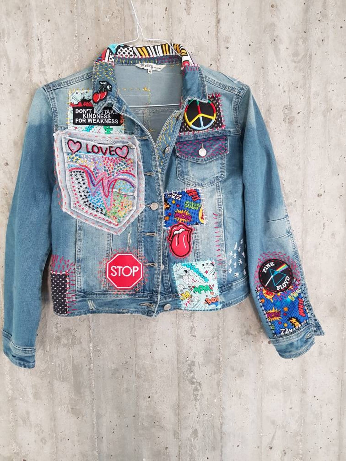 Woman Vintage Denim Jacket Medium Blue Wash Authentic Gift - Etsy
