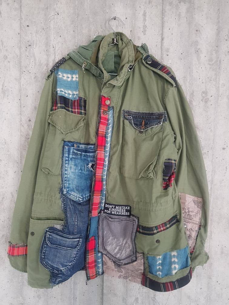 Patchwork Jacket90's Jacket Vintage Upcyceled Jacket - Etsy