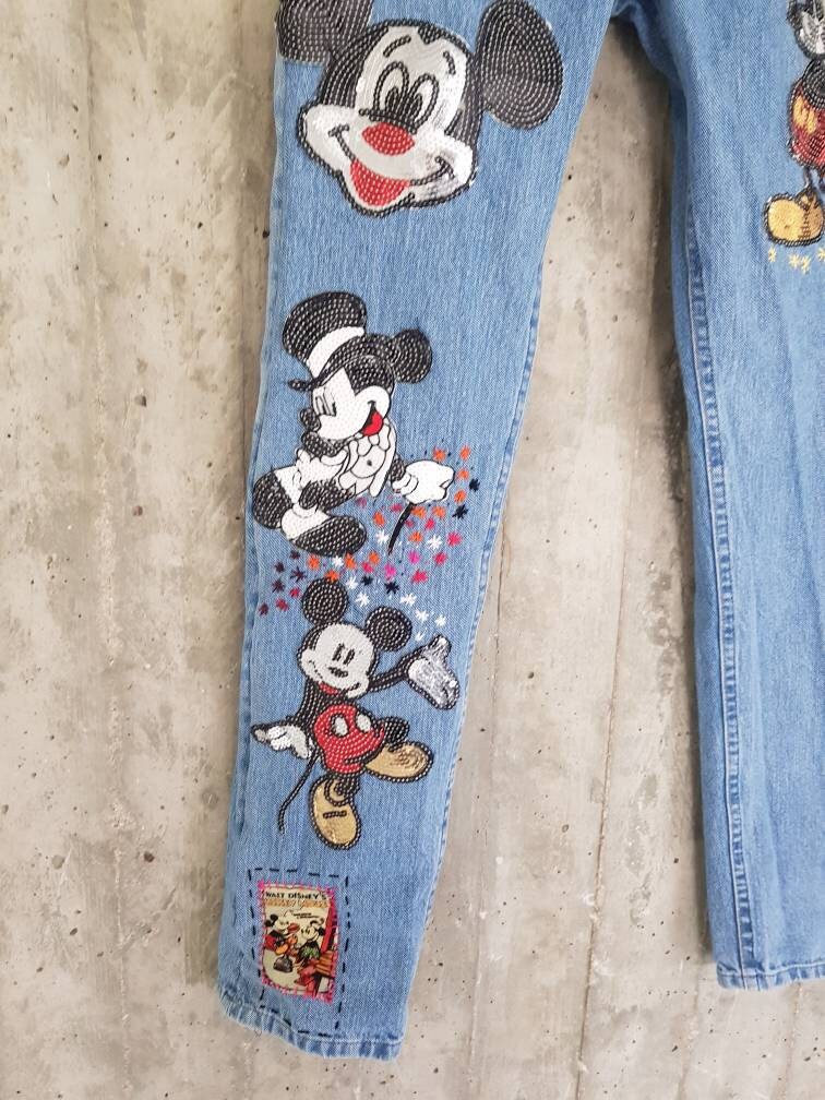 Mickey Mouse Distressed Vintage Boyfriend Jeans/hipster - Etsy