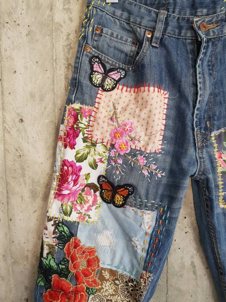 All SIZES High Waist Destroyed Boyfriend Jeans Distressed and | Etsy