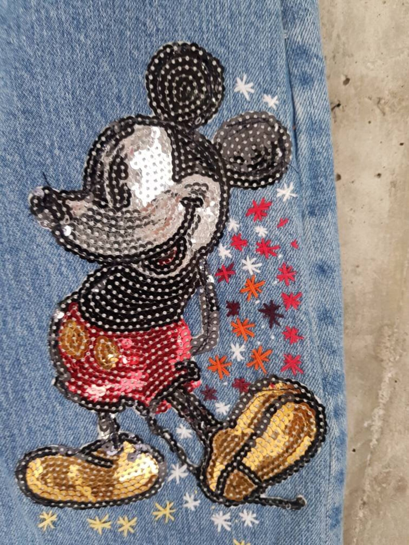 Mickey Mouse Distressed Vintage Boyfriend Jeans/hipster - Etsy