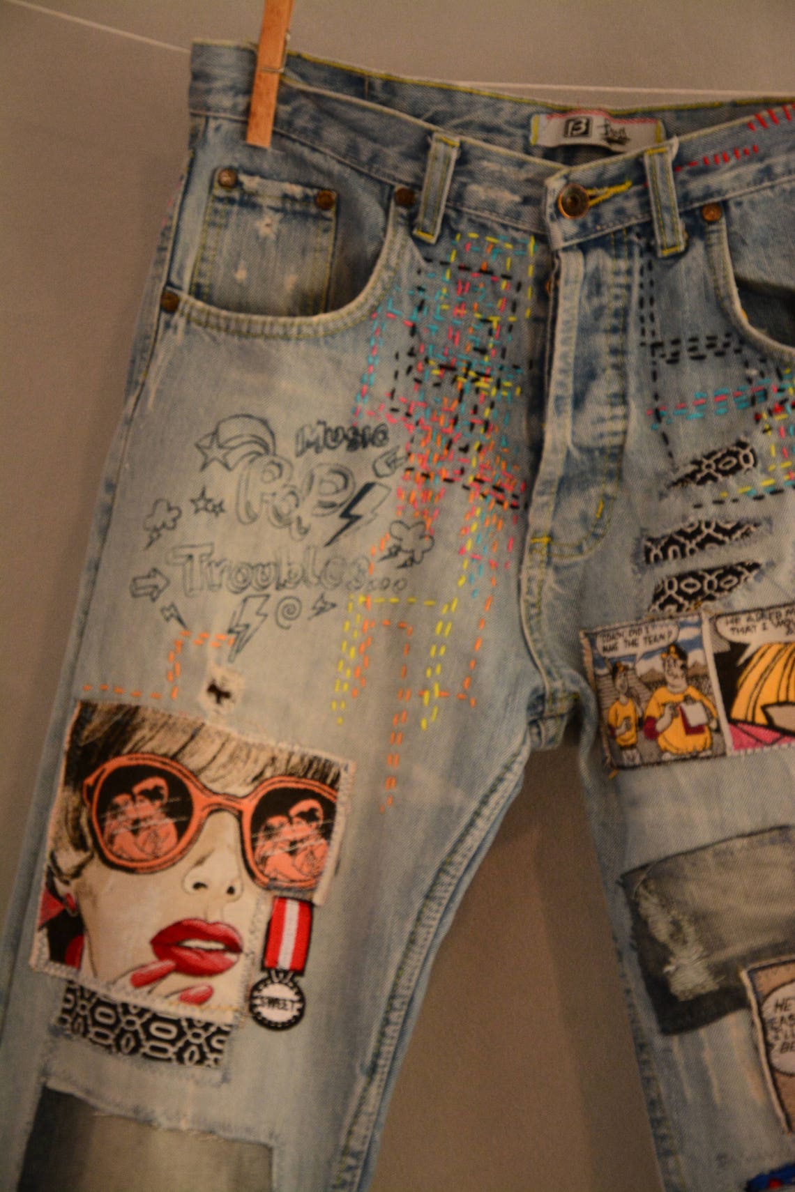 All SIZES High Waist Destroyed Boyfriend Jeans Distressed and - Etsy