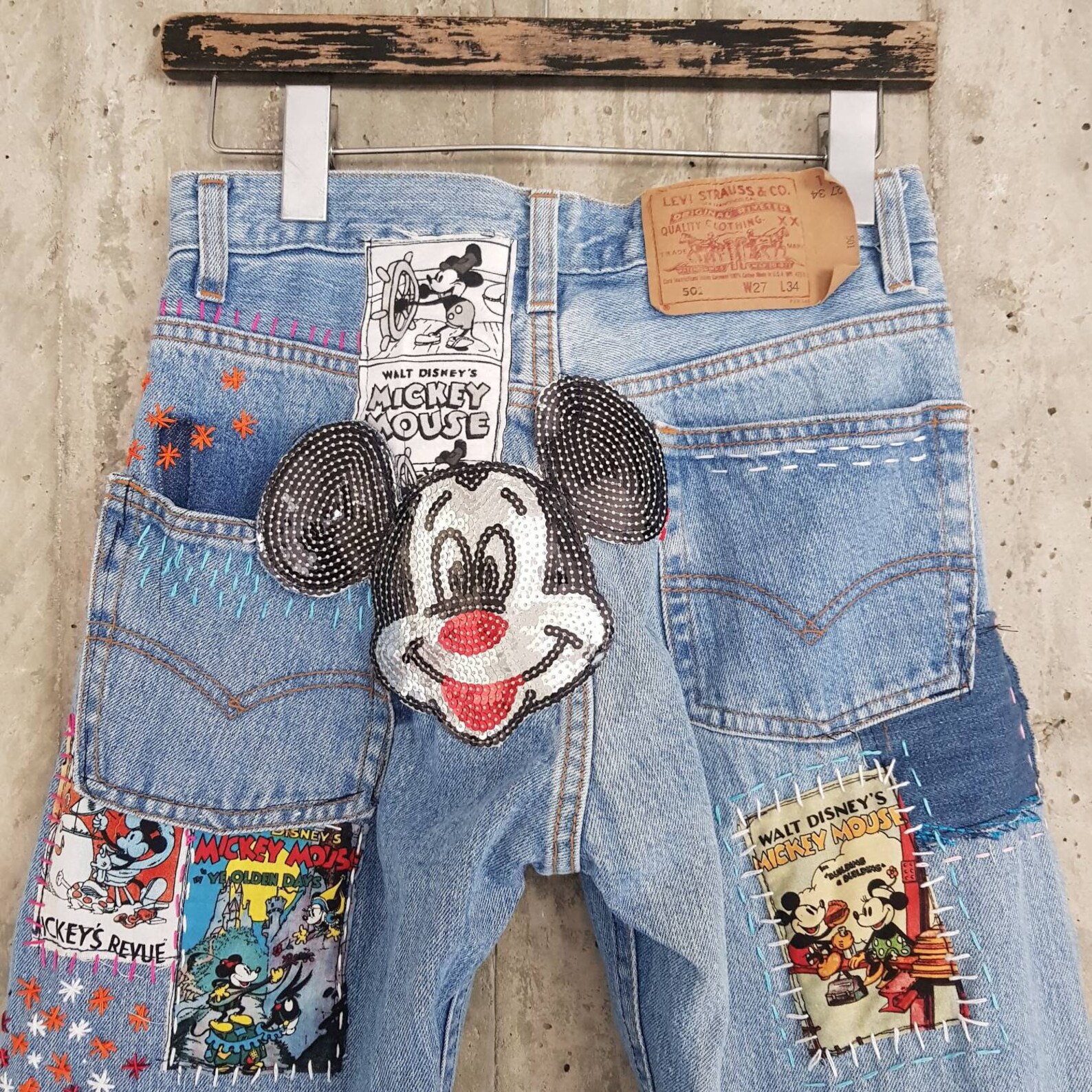 Mickey Mouse Distressed Vintage Boyfriend Jeans/hipster - Etsy