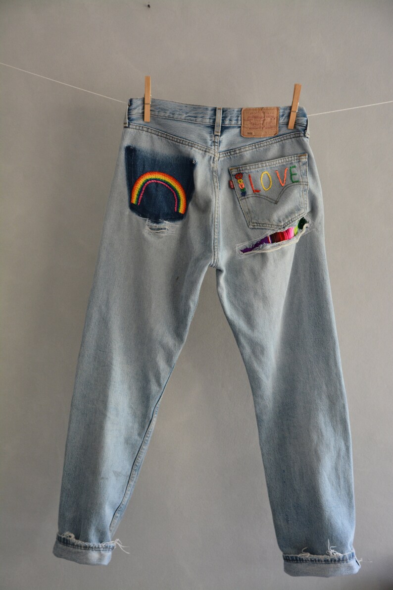 All SIZES High Waist Destroyed Boyfriend Jeans Distressed and | Etsy