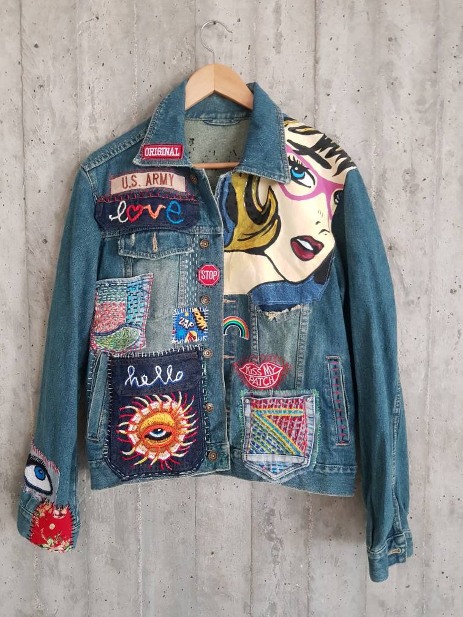 Demin Jacketjeans Jacket Jacket Vintage Upcyceled Jeans - Etsy