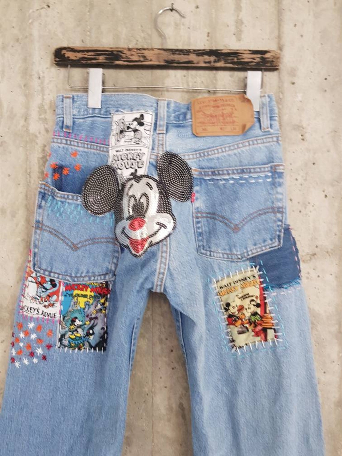 Mickey Mouse Distressed Vintage Boyfriend Jeans/hipster - Etsy
