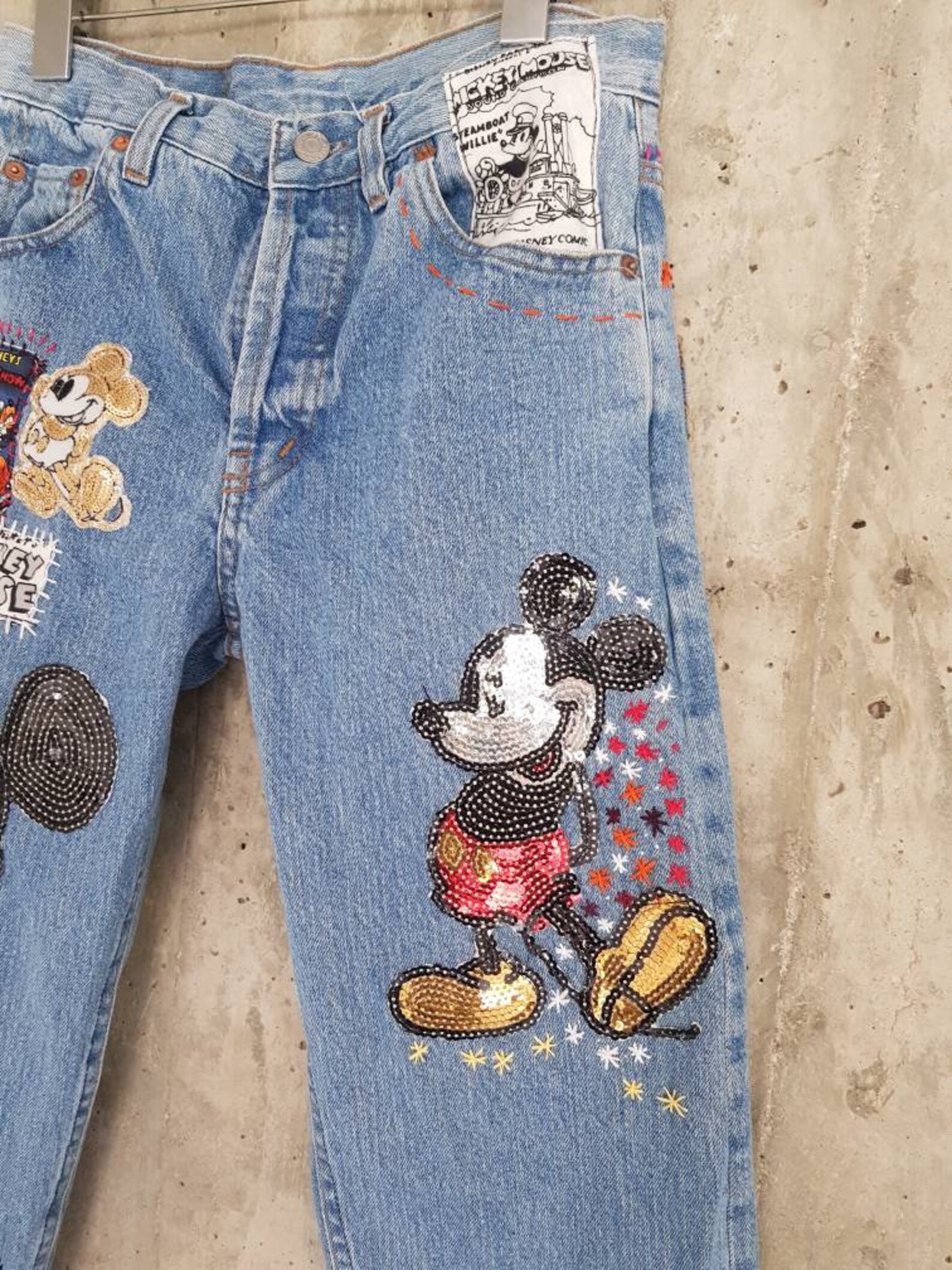 Mickey Mouse Distressed Vintage Boyfriend Jeans/hipster | Etsy