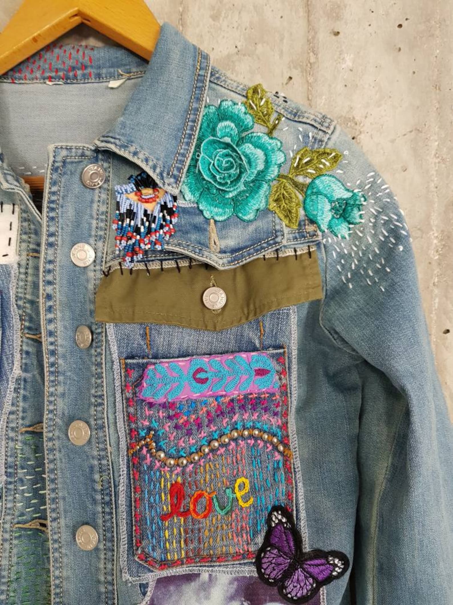 Embroidered Jean Jacket Bride Jean Jacket Custom Jean | Etsy