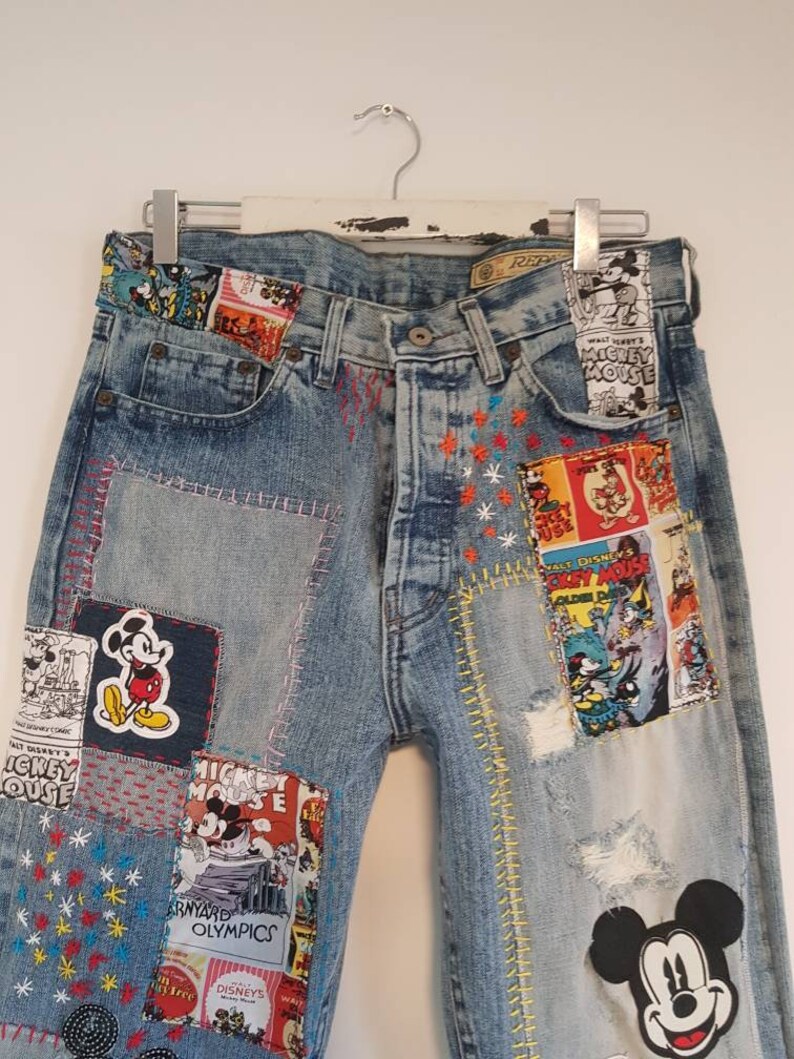 Mickey Mouse Jeansvintage Apcycled Jean'slee - Etsy
