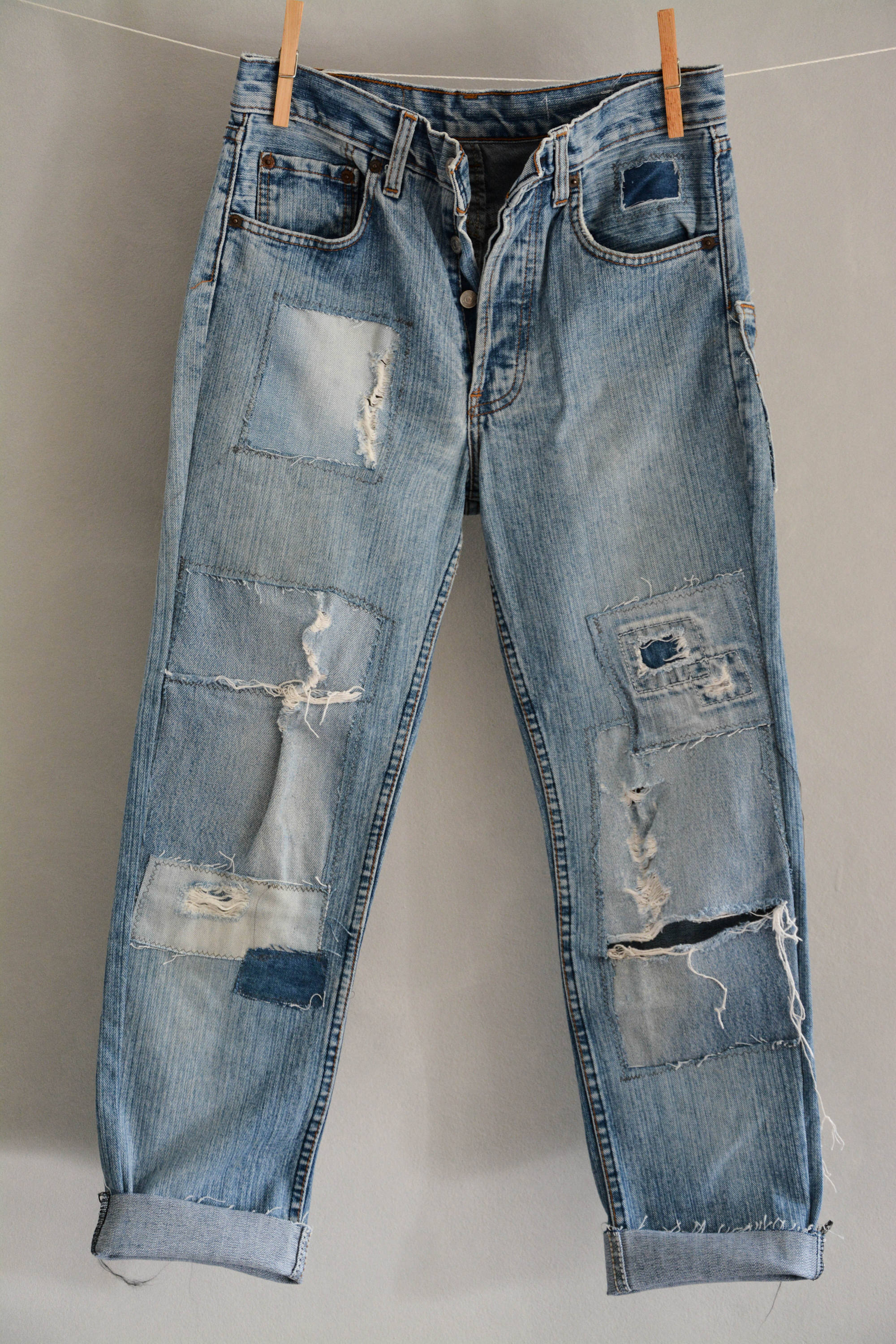 Salvaged Boyfriend Jeans Distressed Rustic Thrashed 90's - Etsy