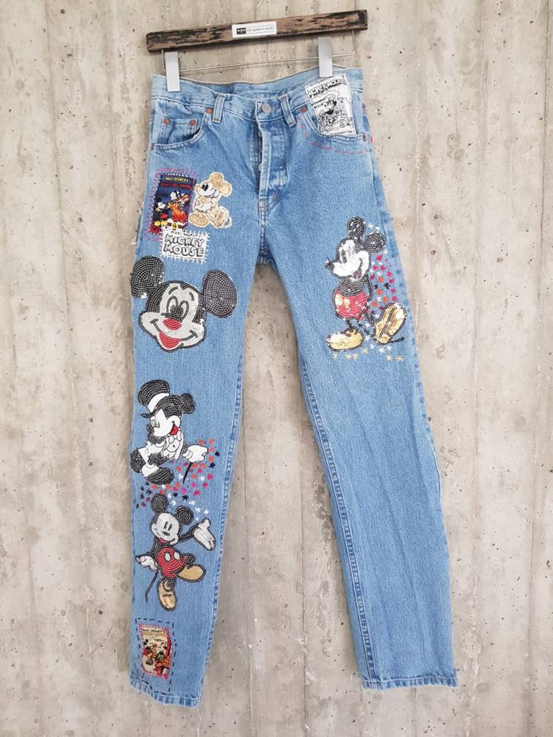 Mickey Mouse Distressed Vintage Boyfriend Jeans/hipster - Etsy