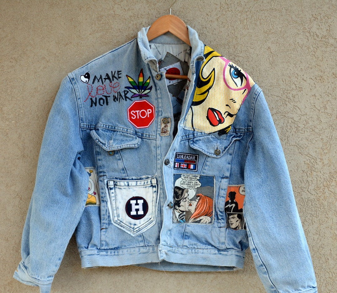 Jeans Jacket Vintage Denim Hand Painted Imboridered Jacket With ...
