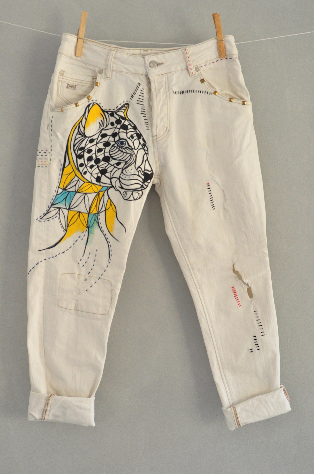 Hand Made Patched Denim Empowered Slime Jeans / Reworked Patched ...