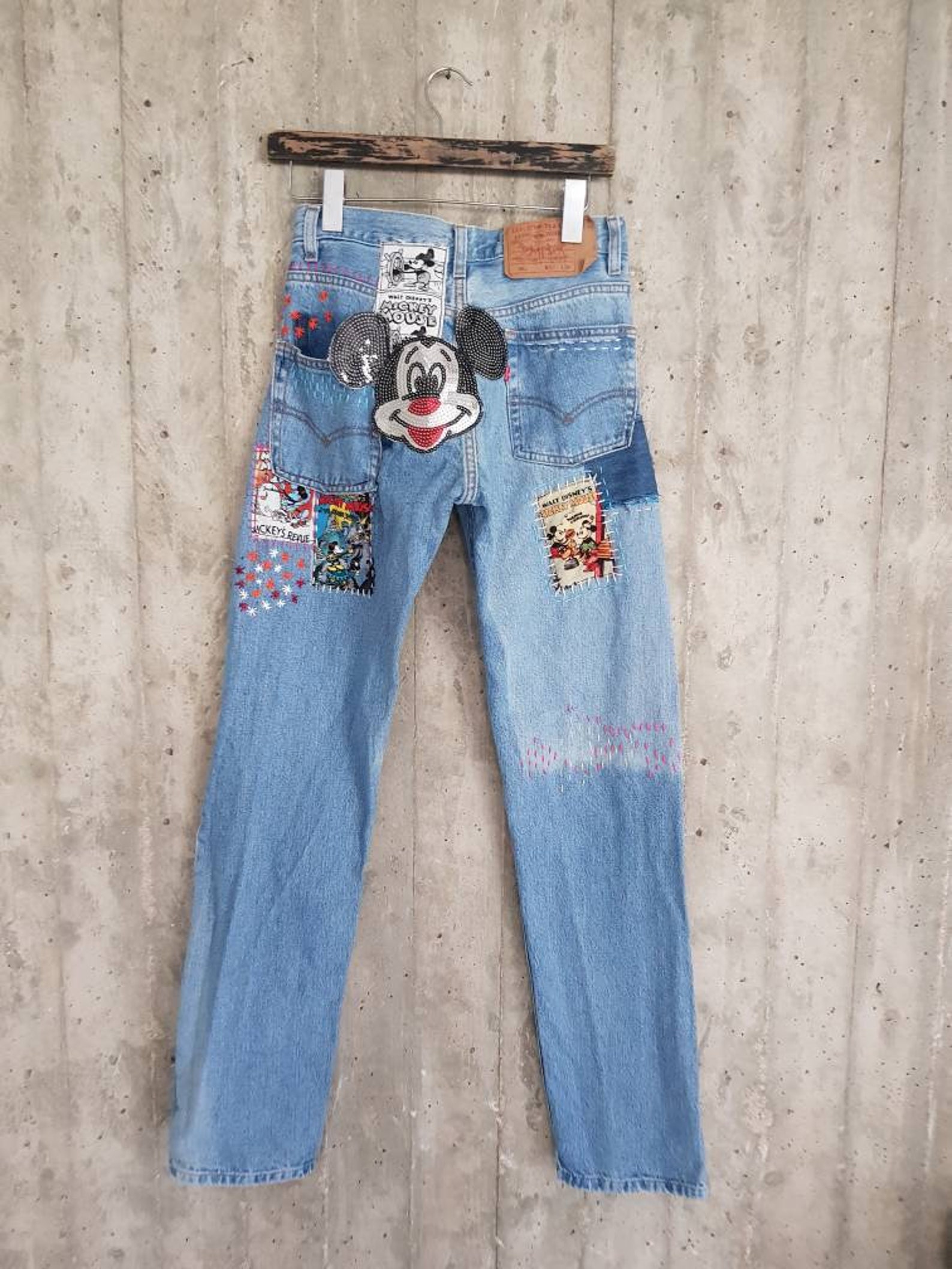 Mickey Mouse Distressed Vintage Boyfriend Jeans/hipster | Etsy