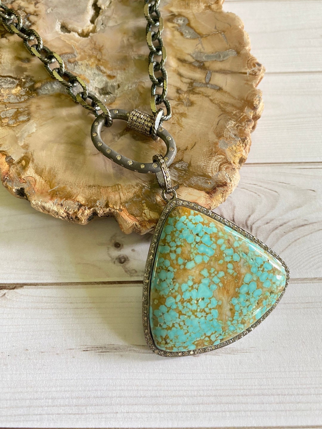 Ulka Rocks Rare Mine 8 Turquoise Diamond Pendant Mine Number 8 Mine ...