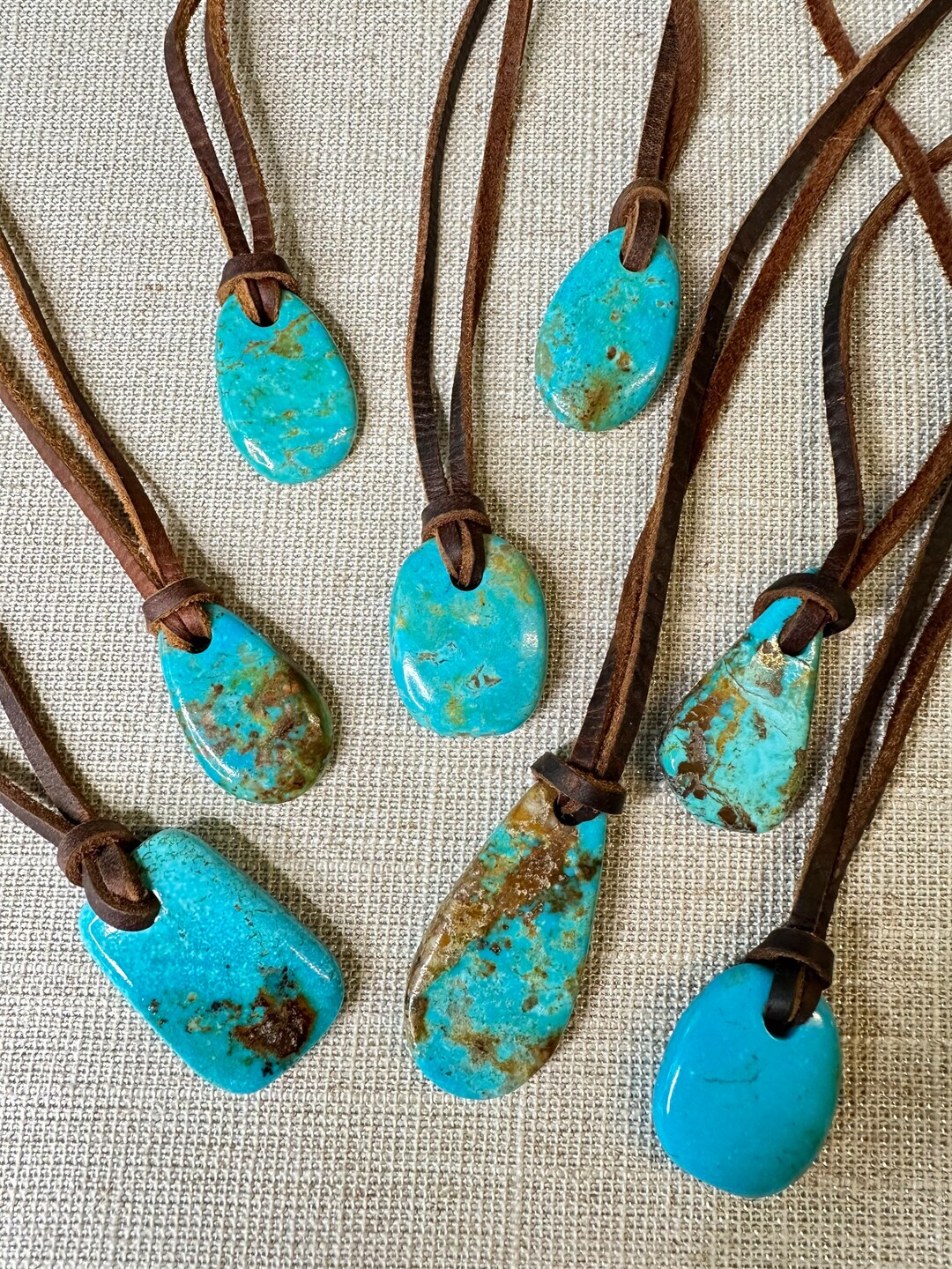 Ulka Rocks Kingman Turquoise Necklace Leather and Turquoise - Etsy