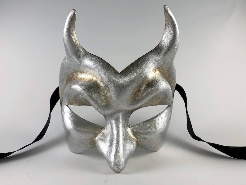 Venetian Devil Masquerade Mask Silver Devil Mask - Etsy