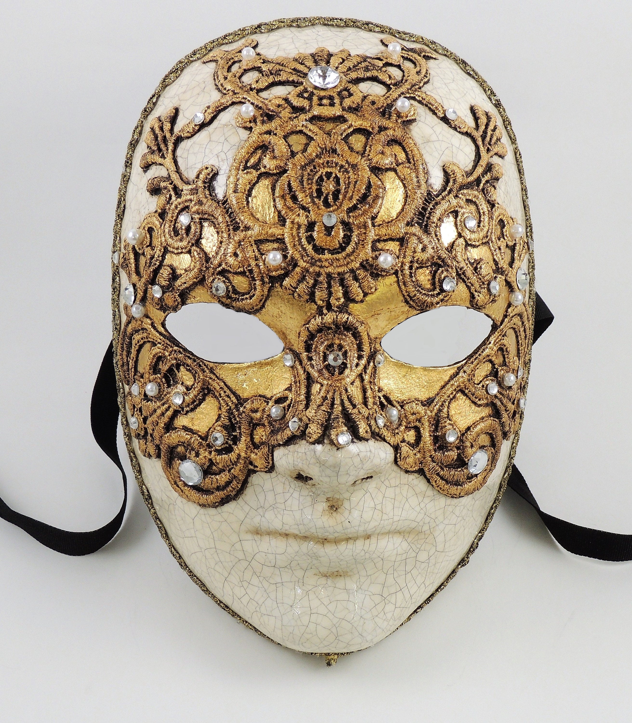 Venetian Volto Macrame Gold Eyes Wide Shut Mask Full Face Mask - Etsy