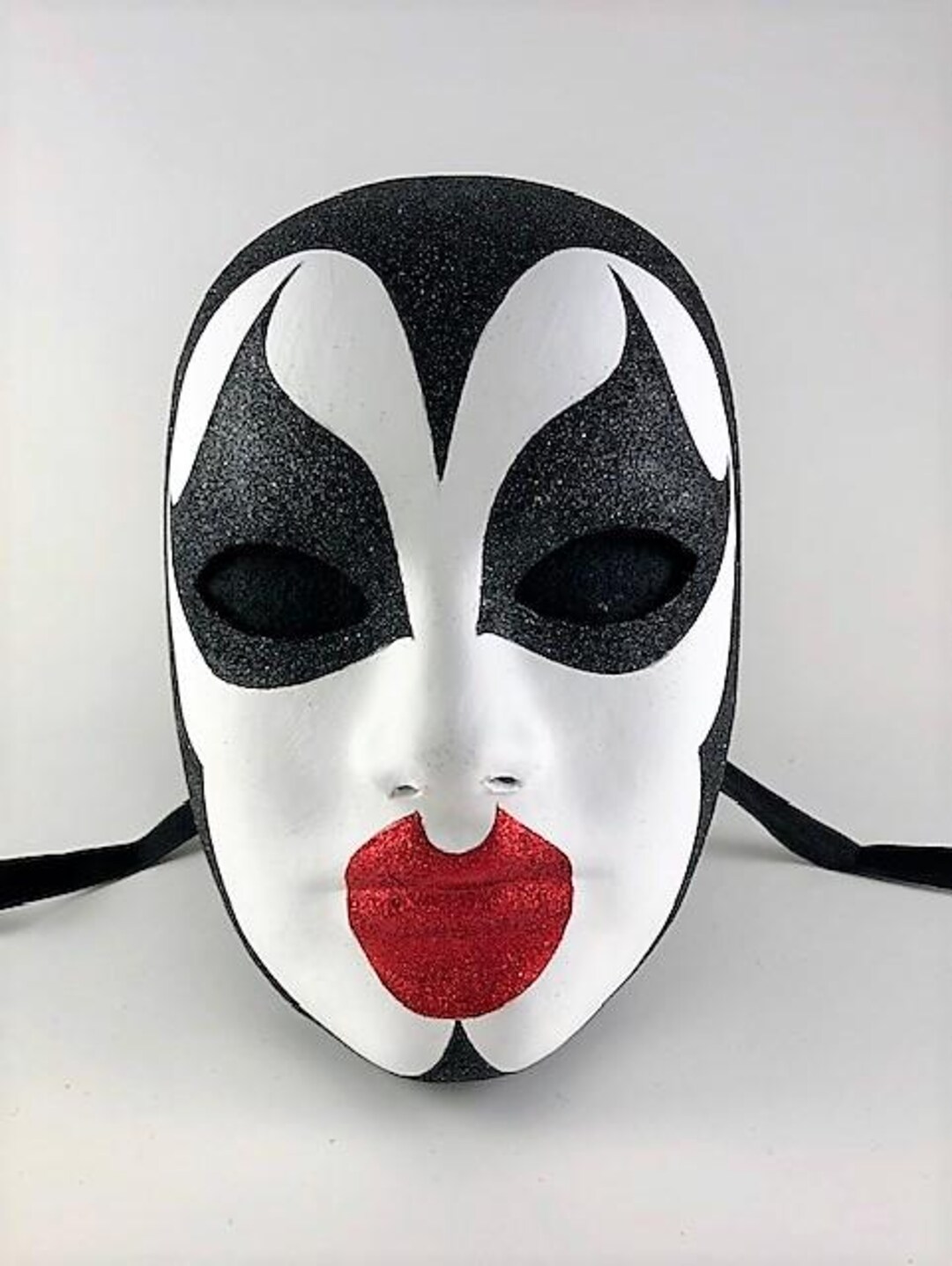 Venetian Glitter Vamp Volto Full Faced Mask With Black and Red Glitter ...