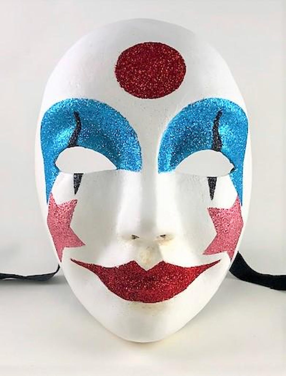 Venetian Glitter Star Volto Full Faced Mask With Black and Red Glitter ...