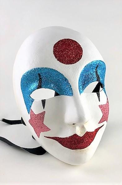 Venetian Glitter Star Volto Full Faced Mask With Black and Red Glitter ...