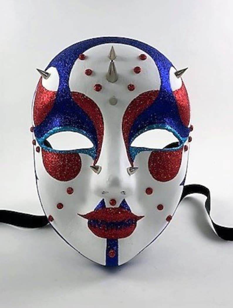 Venetian Full Face Volto Mask Brillante Glitter Spike Blue - Etsy