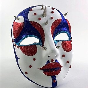 Venetian Full Face Volto Mask Brillante Glitter Spike - Blue - Etsy