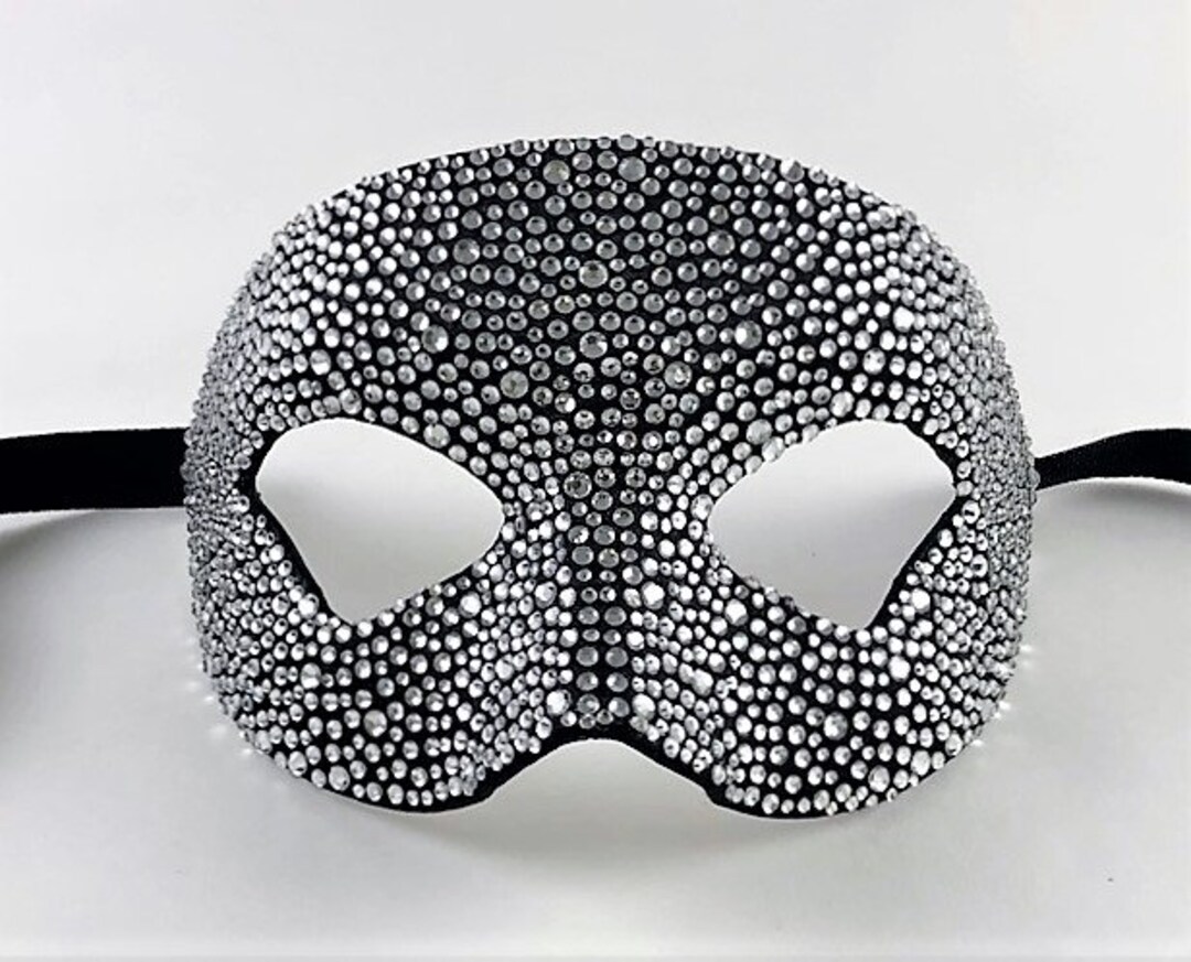 Venetian Masquerade Tuxedo Eye Mask Satin and Crystals Black - Etsy