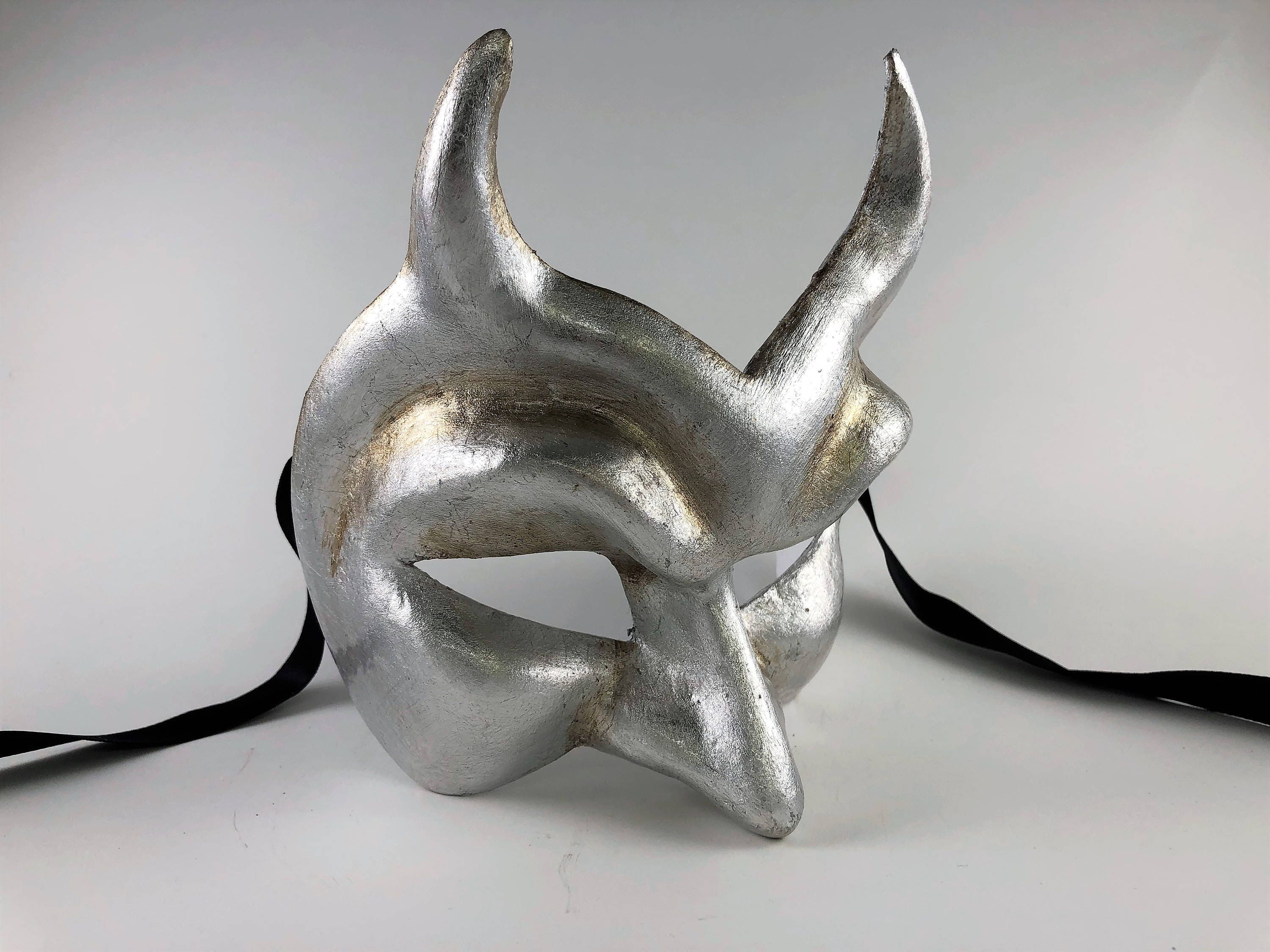 Venetian Devil Masquerade Mask Silver Devil Mask | Etsy