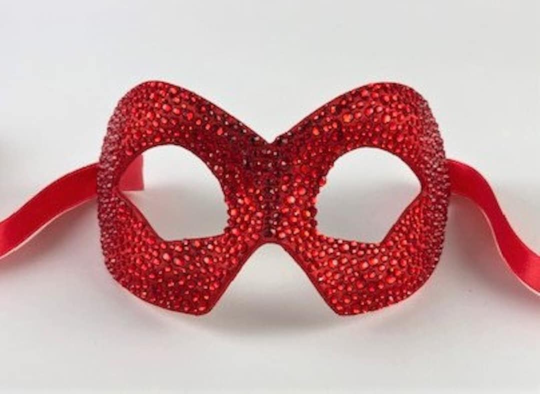 Venetian Masquerade Eye Mask Satin and Crystals – Red and Red - Etsy