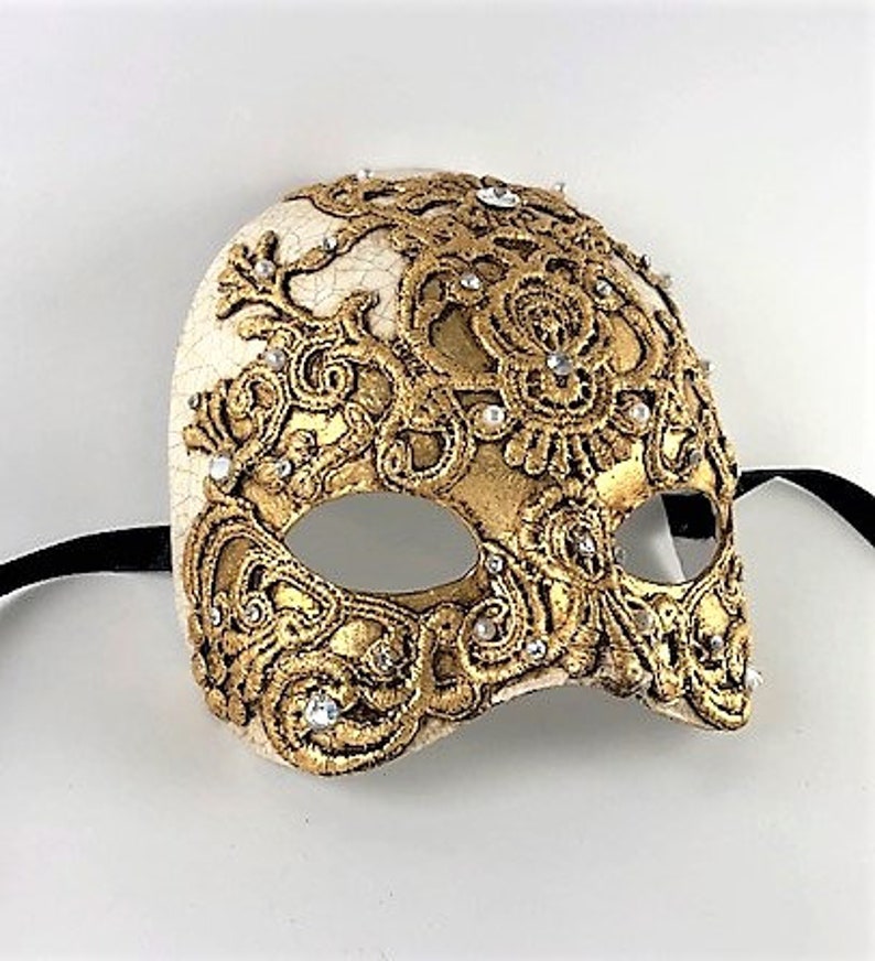 Venetian Mezzo Volto Macrame Gold Eyes Wide Shut Mask Half | Etsy